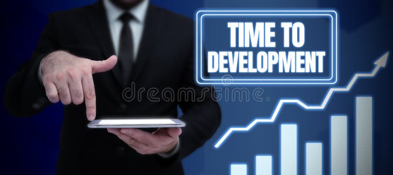 Hand Writing Sign Time To Development. Internet Concept a Length of ...