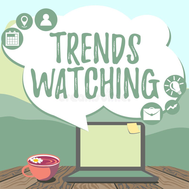 Hand Writing Sign Trends Watching. Word for Change or Development ...