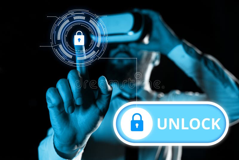 Hand Writing Sign Unlock. Business Showcase Use Password or Other ...