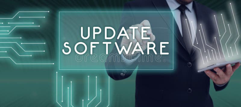 Hand Writing Sign Update Softwarereplacing Program with a Newer Version ...