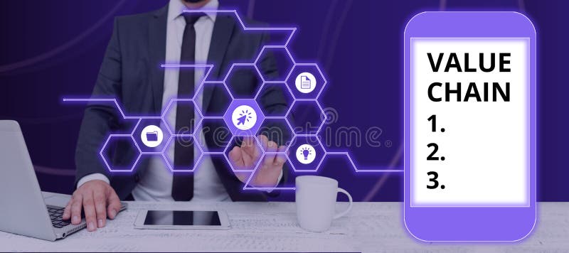 Hand Writing Sign Value Chain. Internet Concept Business Manufacturing ...