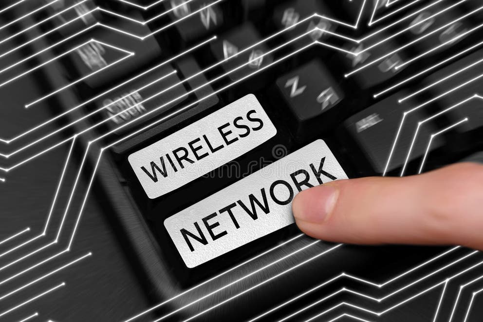 Hand Writing Sign Wireless Network. Concept Meaning Computer Network ...