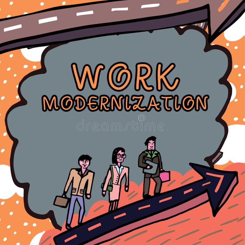 Hand Writing Sign Work Modernization. Business Showcase Changing ...