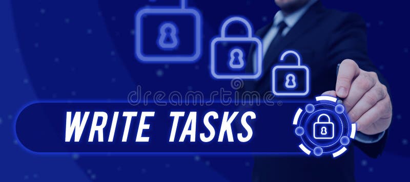 Text Caption Presenting Write Tasks. Business Showcase Assigned Piece ...