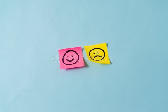 Hand Writing Smile and Sad Emoji on Sticky Note Stock Photo - Image of ...
