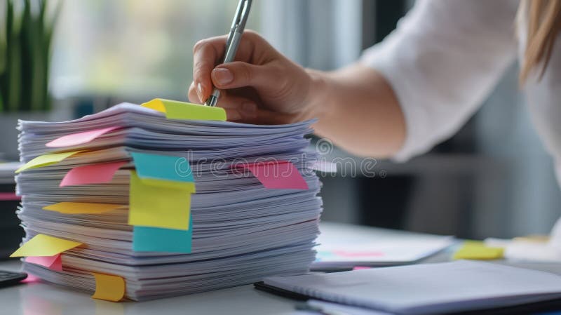 The Stack of Documents and Notes.AI Generated Image Stock Illustration ...