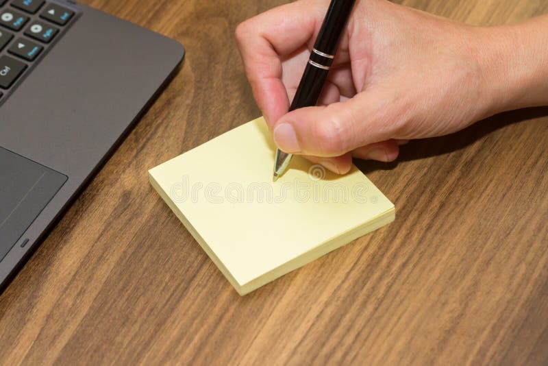 Hand Writing on Sticky Post Stock Photo - Image of handwriting, office ...
