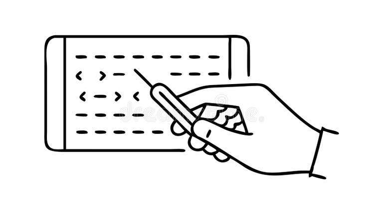 Hand Writing on Tablet Icon, Digital Notes and Creativity, Vector ...