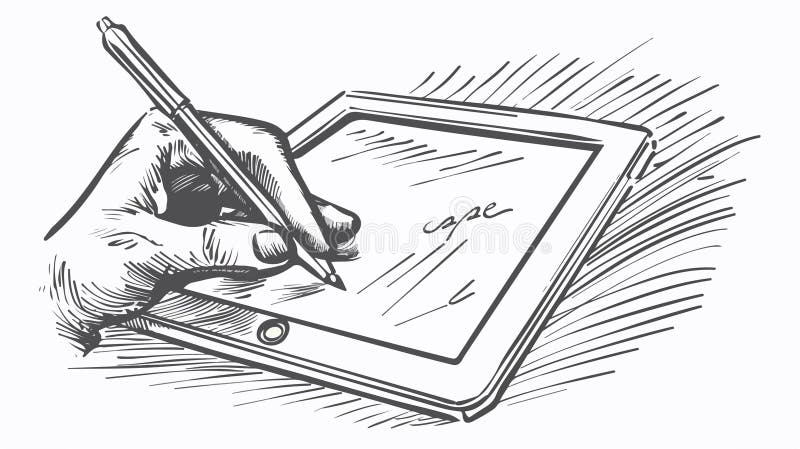 Professional Handwriting Tablet Outline Vector Icon for Digital ...