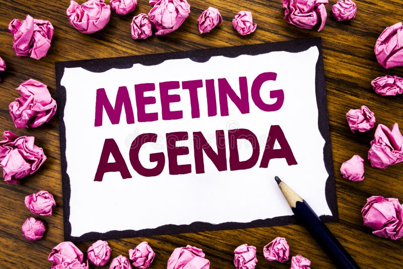 Hand Writing Text Caption Inspiration Showing Meeting Agenda. Business ... Hand Writing Text Caption Inspiration Showing Meeting Agenda. Business ...