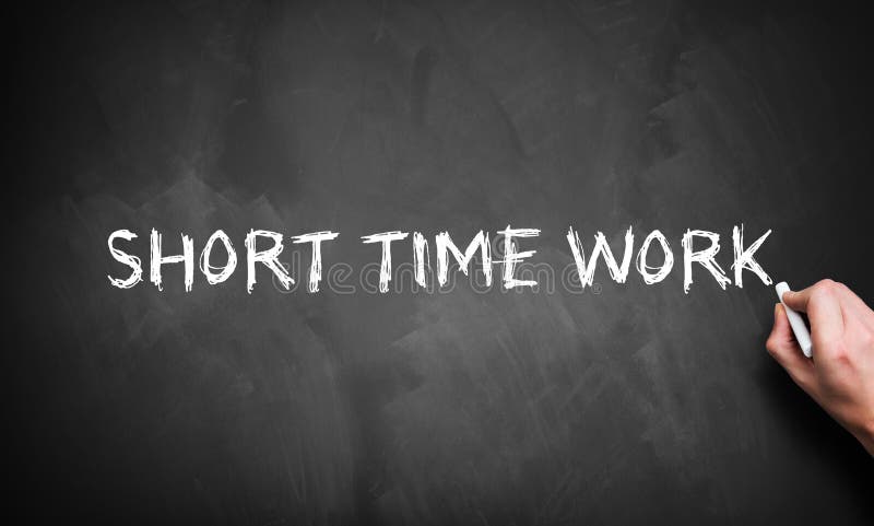 Hand is Writing Text SHORT TIME WORK on a Blackboard Stock Image ...