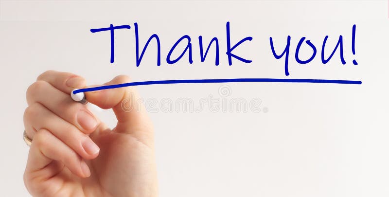 Hand Writing Thank You with Marker on Transparent Wipe Board Stock ...