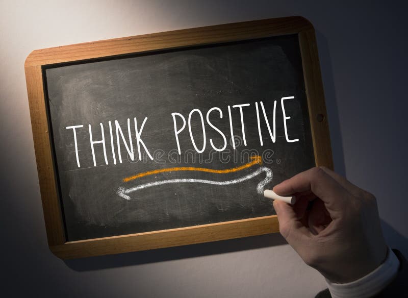 Hand Writing Think Positive on Chalkboard Stock Image - Image of ...