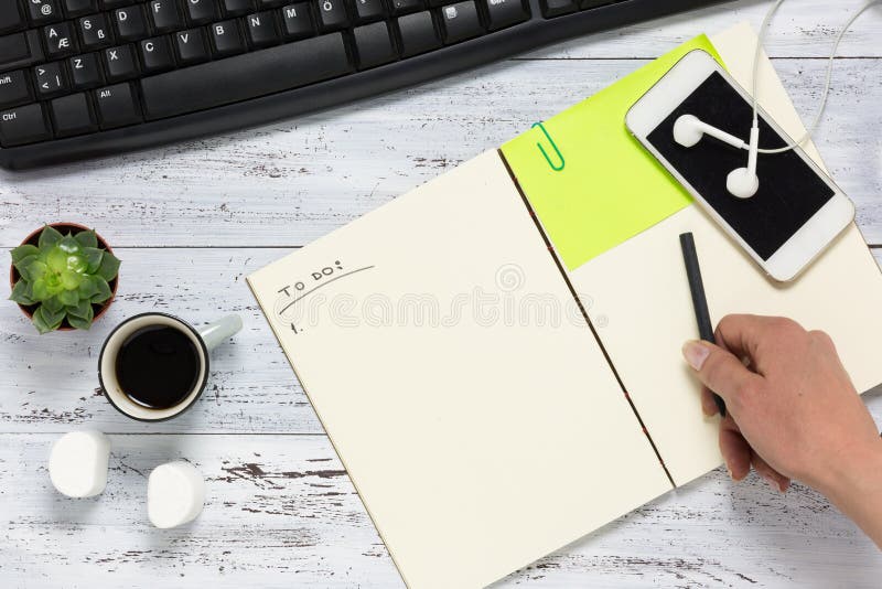 Hand Writing To Do List Aerial View Stock Photo - Image of listing ...