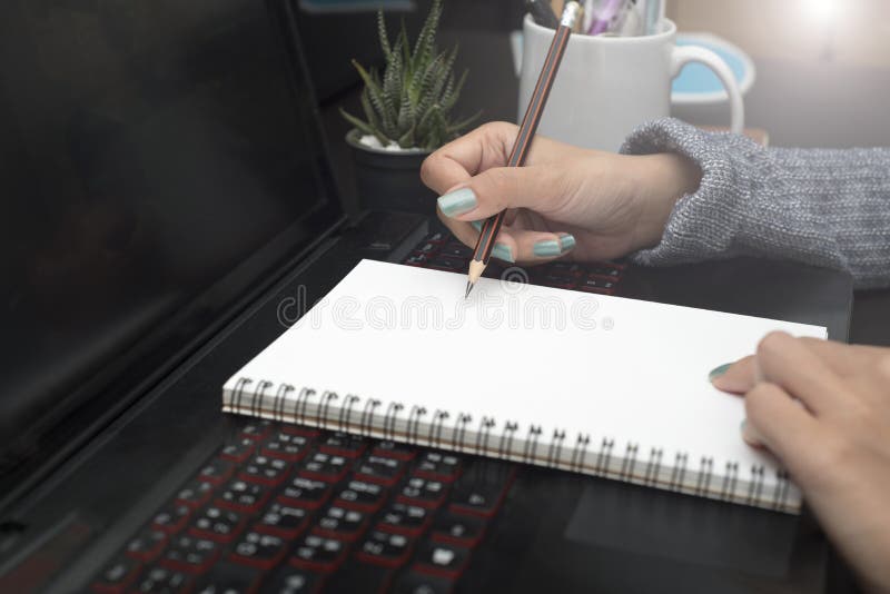 Hand Writing To Do List in Blank Notebook. Stock Photo - Image of page ...