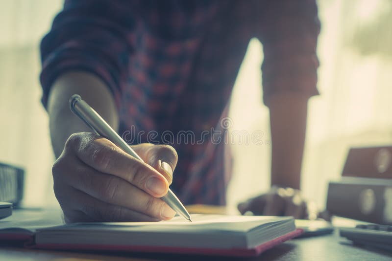 Hand Writing on To Notebook on Office Desk Stock Image - Image of table ...