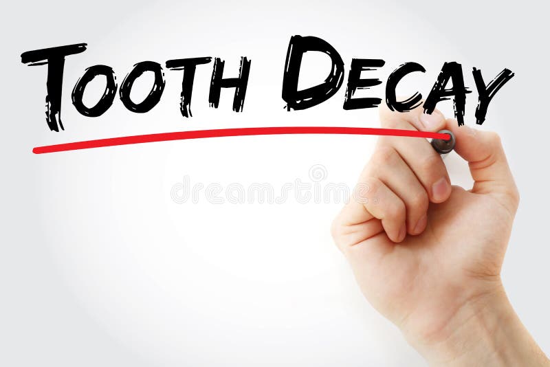 Hand Writing Tooth Decay with Marker, Concept Background Stock Photo ...