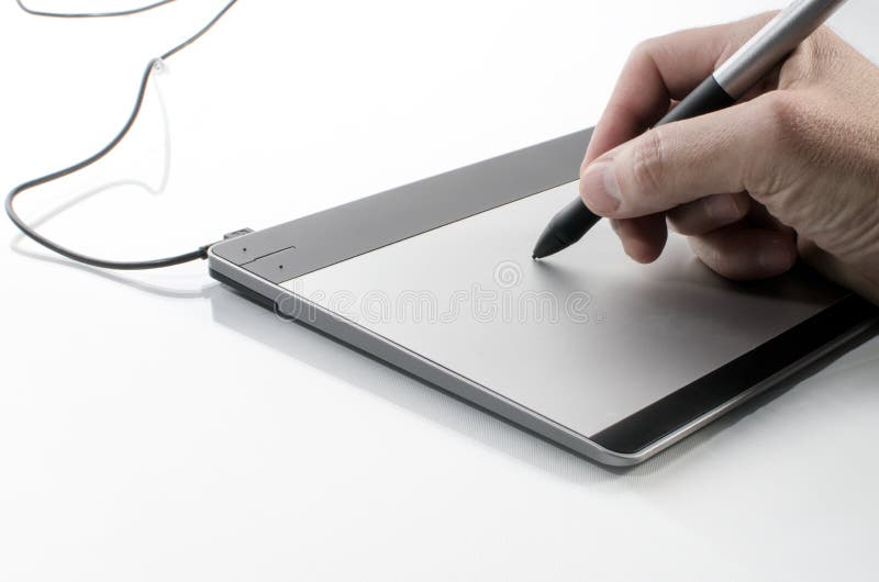 Hand Writing on a Touch Pad Stock Photo - Image of hand, equipment ...
