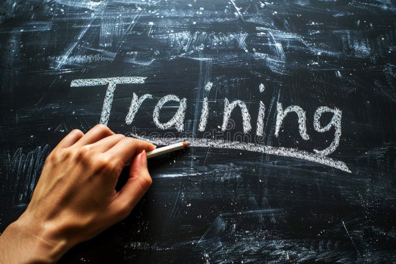 Hand Writing Training Word on Black Broad. Stock Image - Image of ...