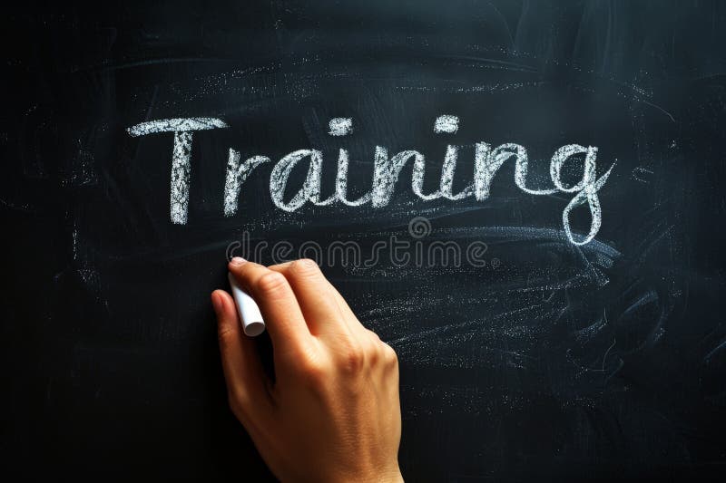 Hand Writing Training Word on Black Broad. Stock Image - Image of font ...