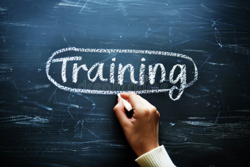 Hand Writing Training Word on Black Broad. Stock Image - Image of font ...