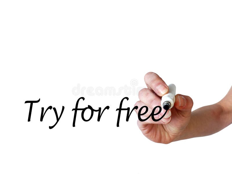 Hand Writing Try for Free with Black Marker Stock Image - Image of ...