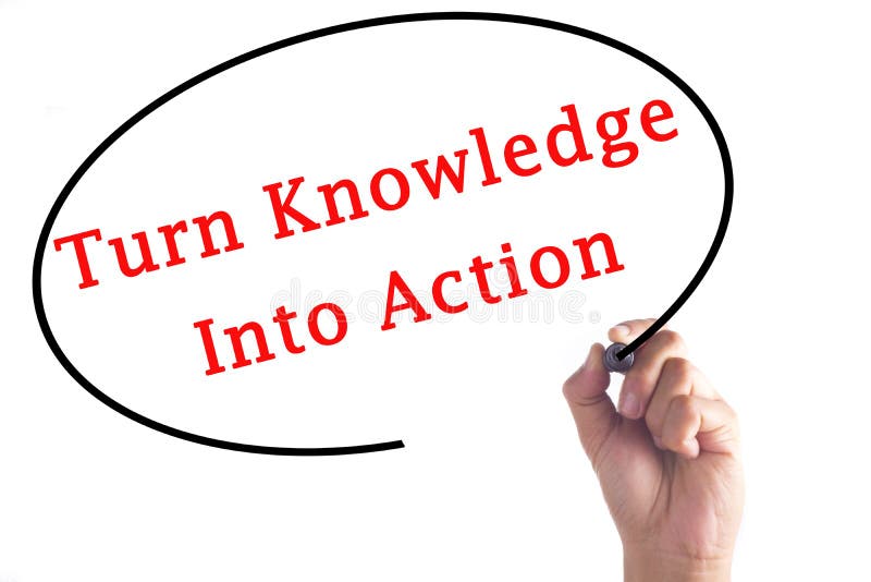 Hand Writing Turn Knowledge into Action on Transparent Board Stock ...