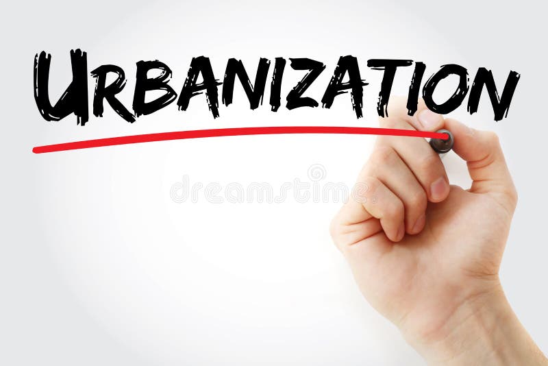 Hand Writing Urbanization with Marker Stock Image - Image of culture ...
