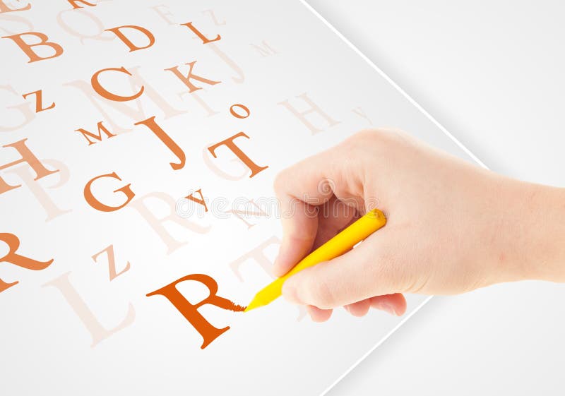 Hand Writing Various Letters on White Plain Paper Stock Image - Image ...