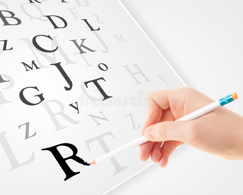 Hand Writing Various Letters on White Plain Paper Stock Image - Image ...