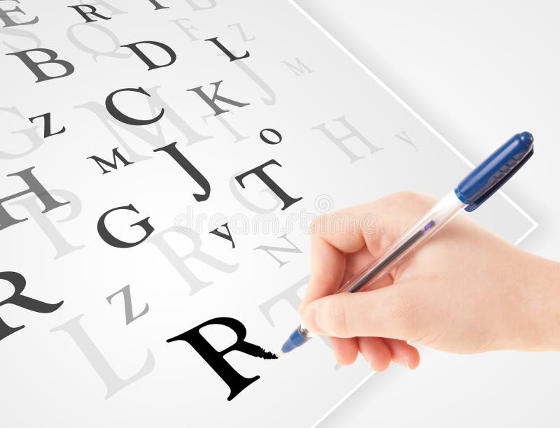 Hand Writing Various Letters on White Plain Paper Stock Image - Image ...