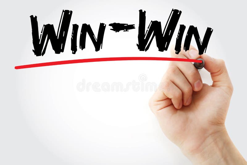 Hand Writing Win-Win with Marker, Business Concept Stock Image - Image ...