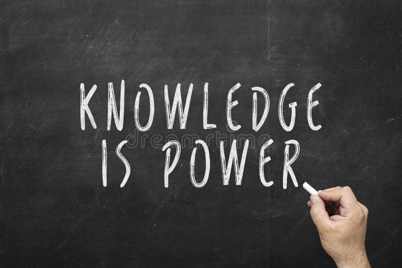 Hand Writing Words Knowledge is Power on Chalkboard. Stock Image ...