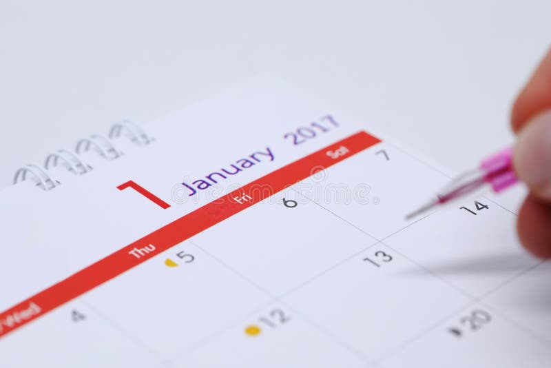 Hand Writing Work Schedule on Desktop Calendar Stock Photo - Image of ...