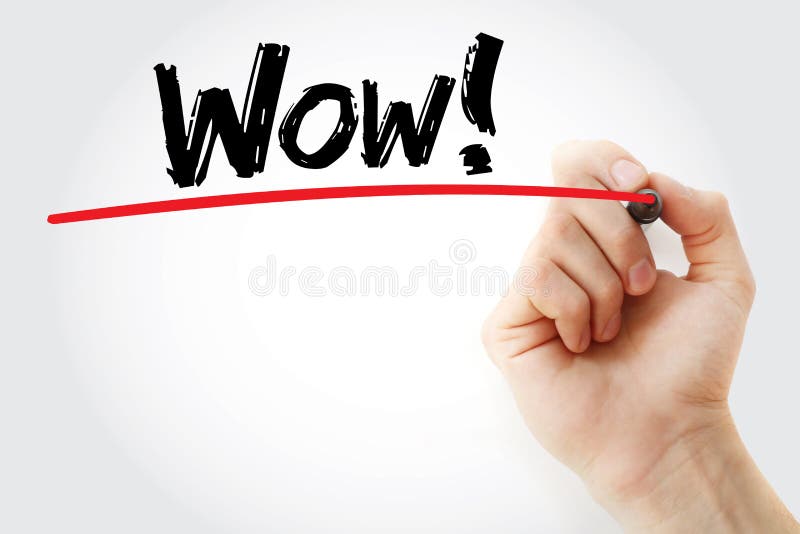 Hand Writing Wow! with Marker, Concept Background Stock Image - Image ...