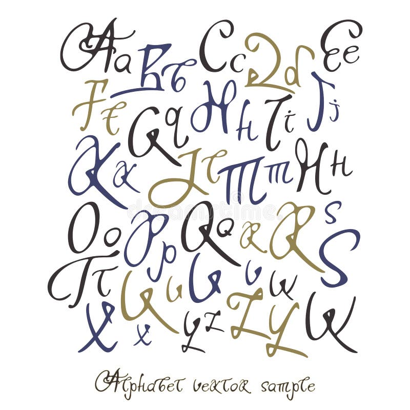 Hand-written full alphabet stock vector. Illustration of print - 66090580