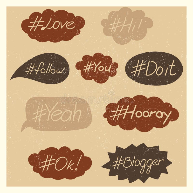 Hand Written Hashtag Speech Bubble Stock Vector - Illustration of blog ...