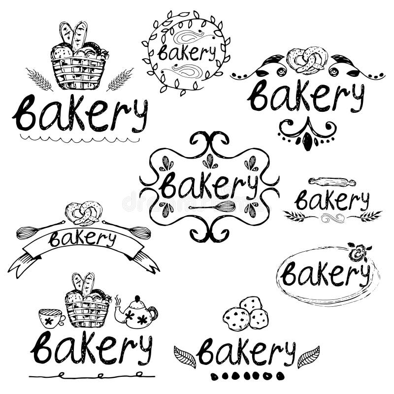 Hand Written Label for Bakery Theme. Vector Illustration Stock Vector ...