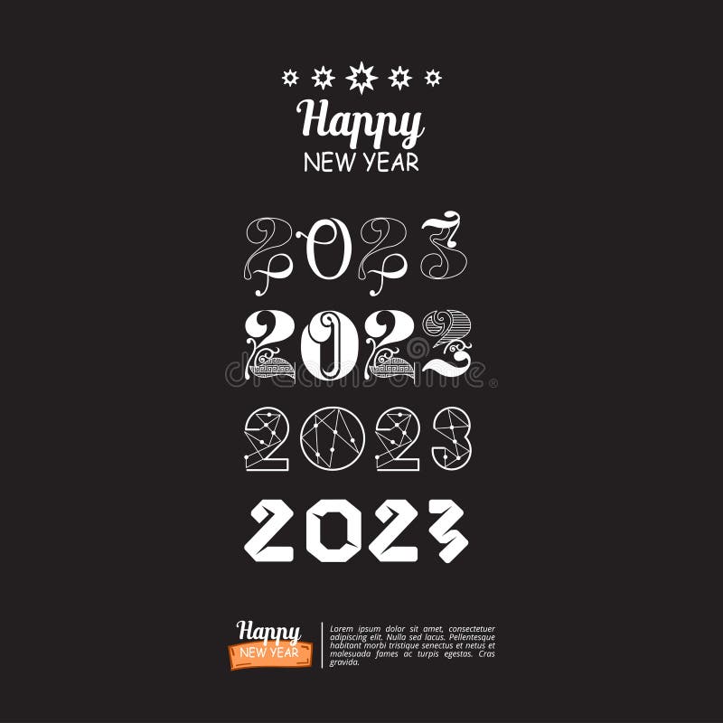 HAND WRITTEN NEW YEAR 2023 SET BUNDLE Stock Illustration - Illustration ...