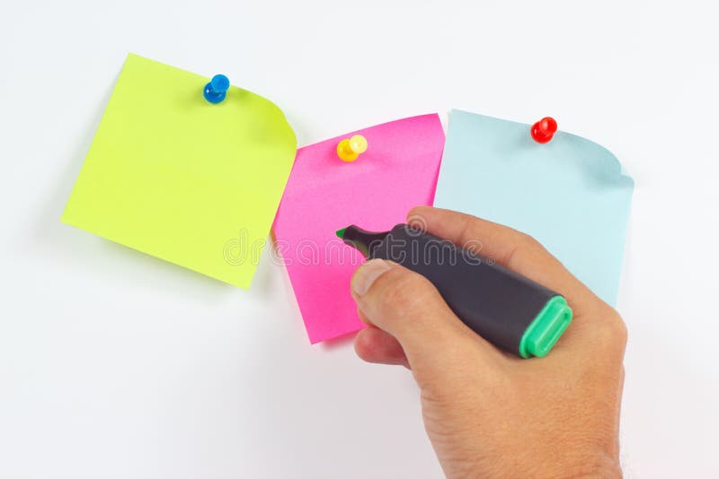 Hand Written Notes a Green Marker on a Red Sticker on White Board from ...