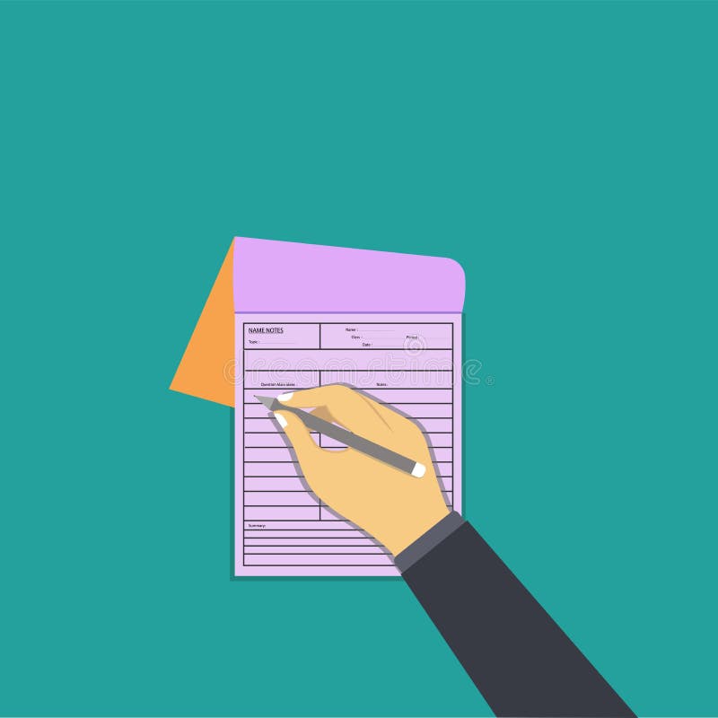 Hand Written Notes for a Purchase List, Flat Design Vector Illustration ...