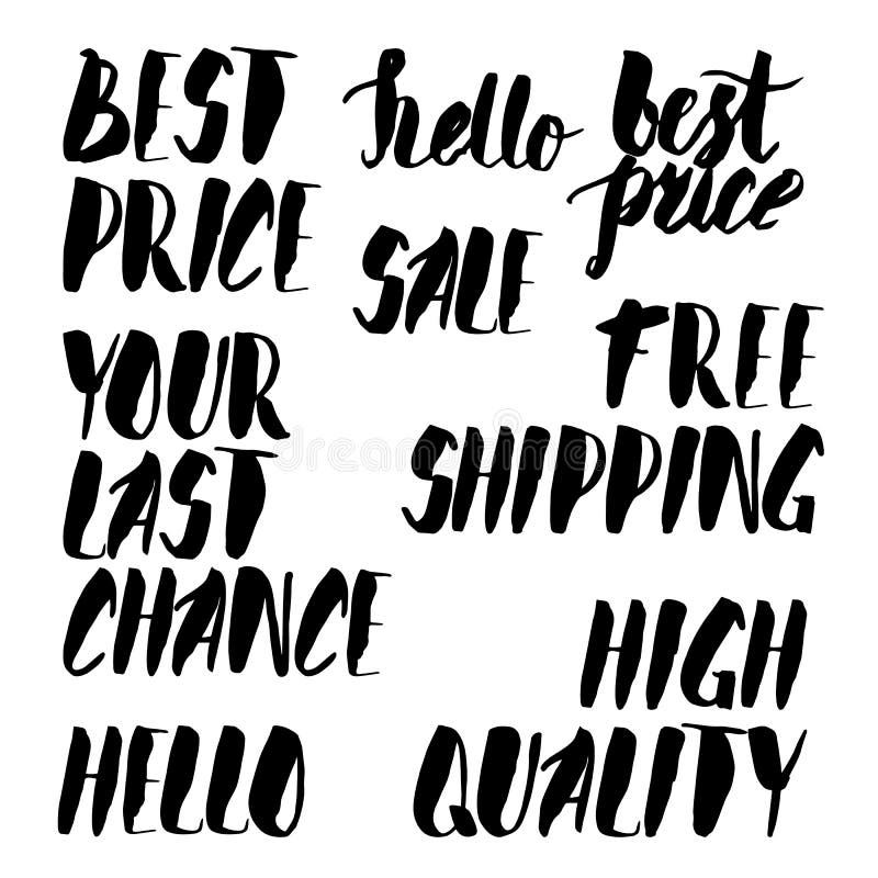 Hand written sale signs stock vector. Illustration of paint - 51808346