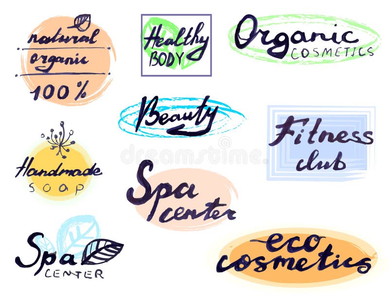 Hand Written Spa Center Signs Isolated on White, VECTOR Stock Vector ...