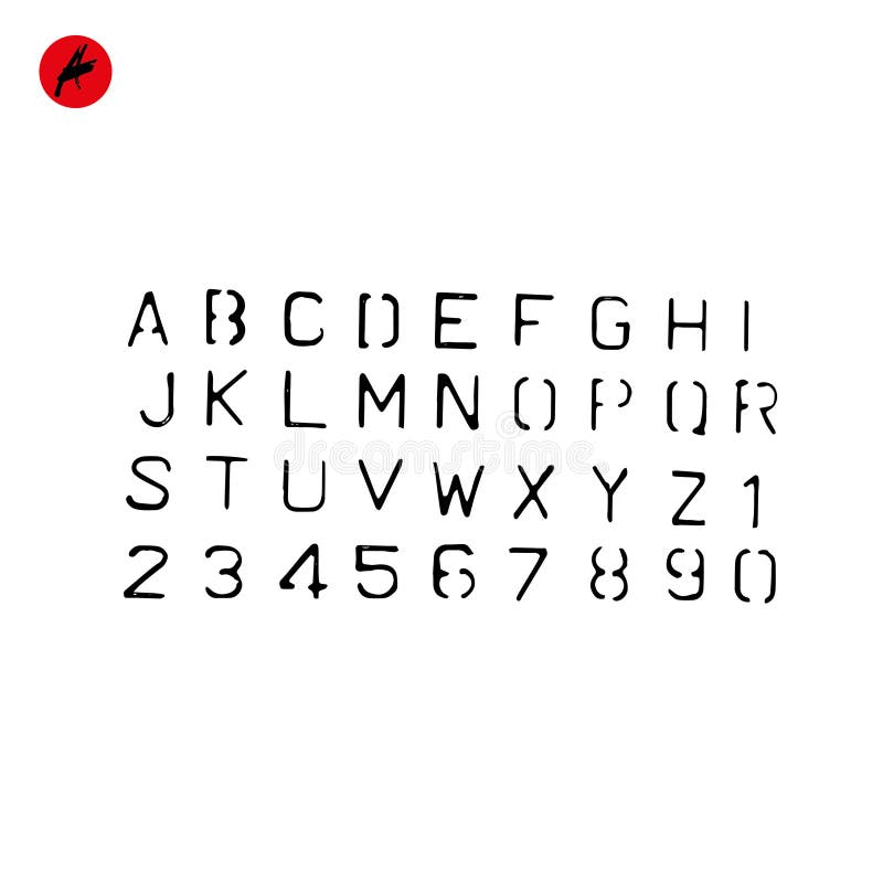 Hand Written Stencil Alphabet Vector Stock Vector - Illustration of ...