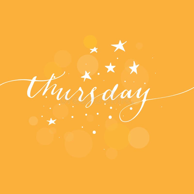 Hand Written Thursday Phrase on Orange Background Stock Vector ...