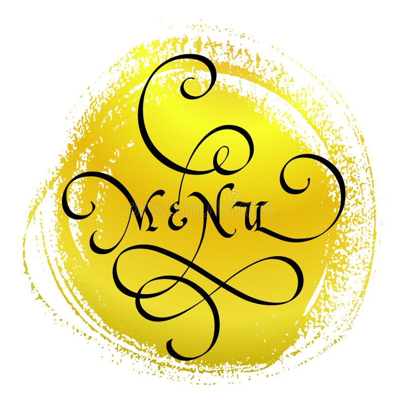 Menu Cursive Font Emblem Image Stock Illustration - Illustration of ...