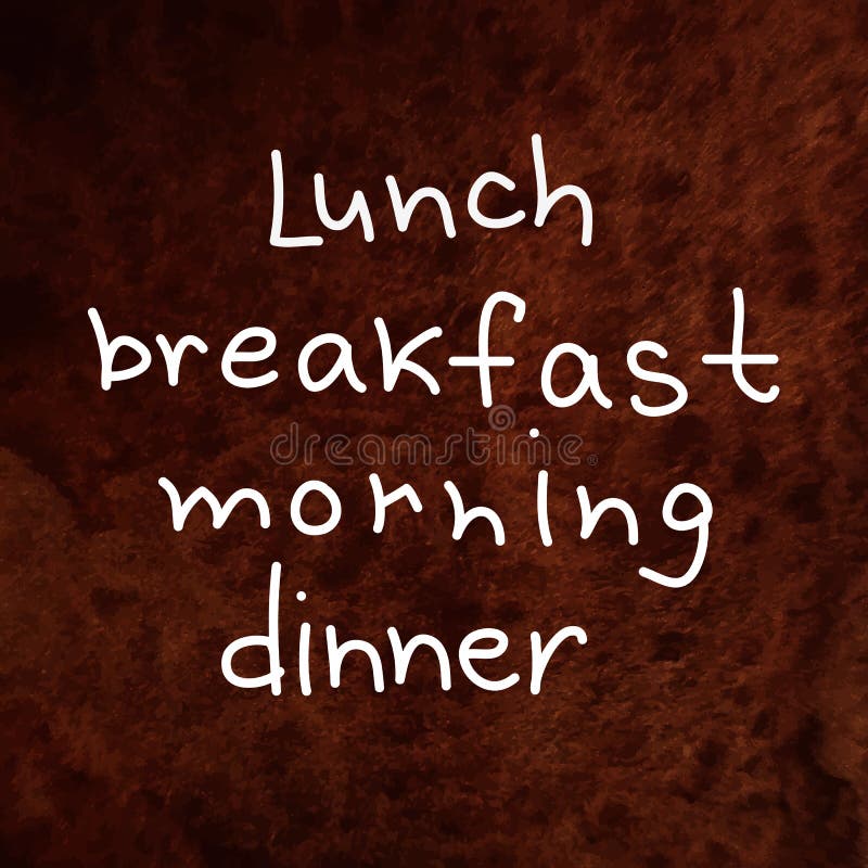Hand Written Words. Lunch, Breakfast, Morning, Stock Vector ...