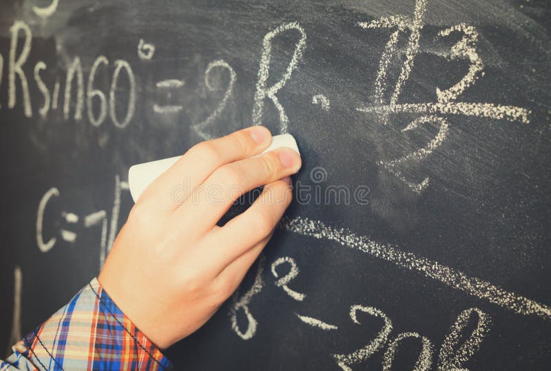 Hand Writting on Black Board Stock Photo - Image of class, math: 75668294