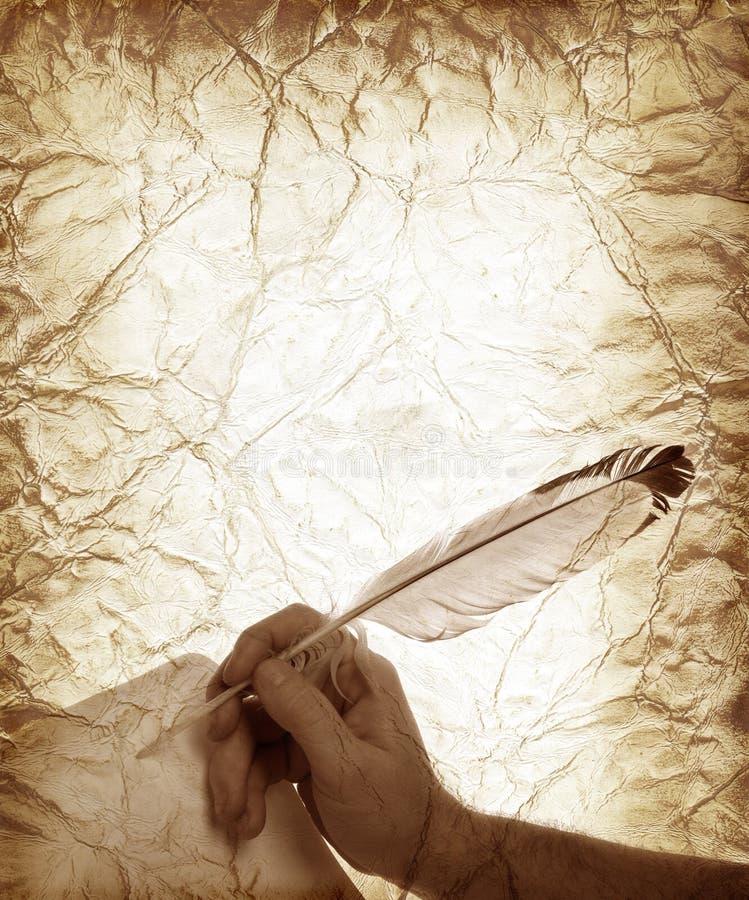 Hand writting with feather stock image. Image of feather - 10835931
