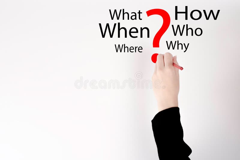 The Hand Wrote the Red Color Question Mark in White Background ...